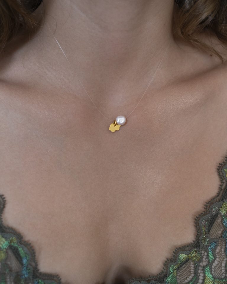 Invisible Pearl With Small Cloud Necklace - Cloud&Co